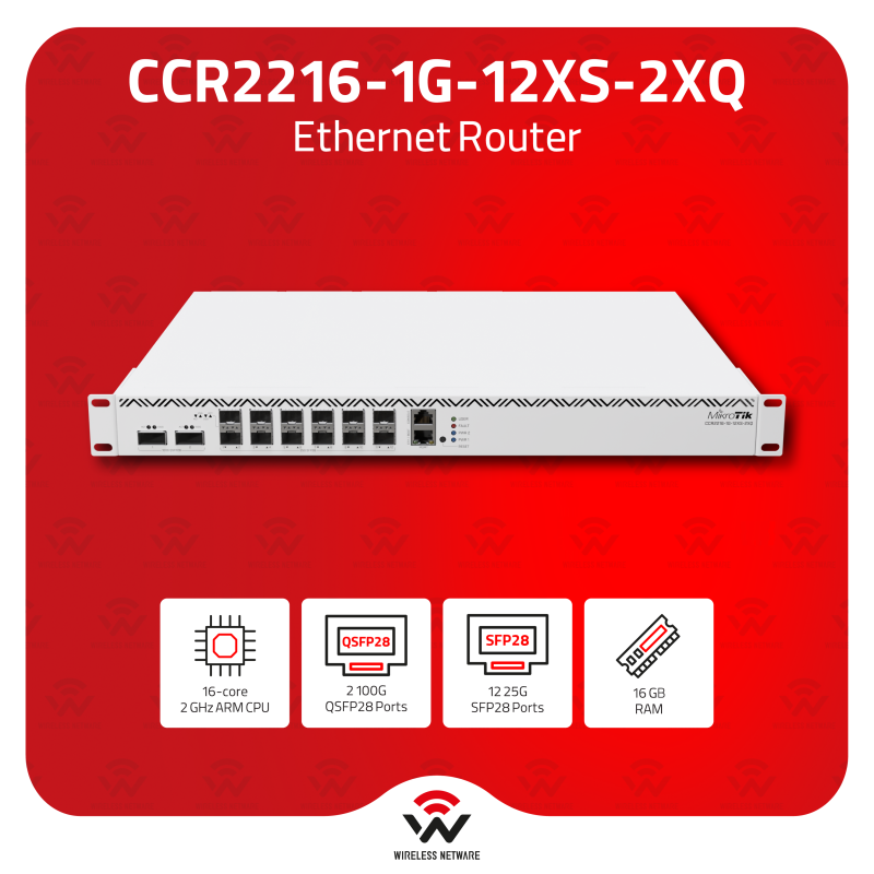 MikroTik CCR2216-1G-12XS-2XQ | 100G Flagship Router with L3 HW+