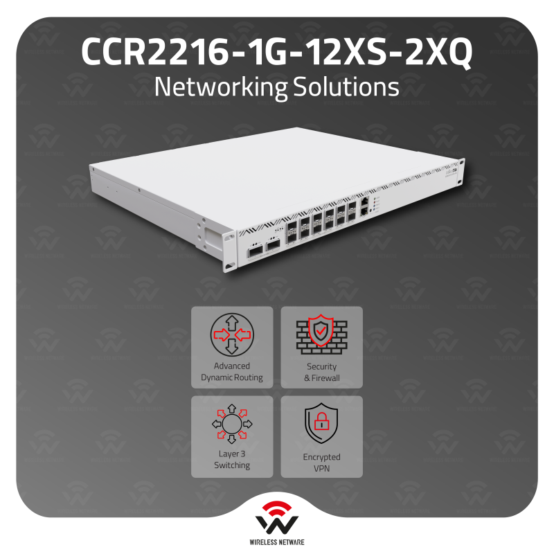 MikroTik CCR2216-1G-12XS-2XQ | 100G Flagship Router with L3 HW+